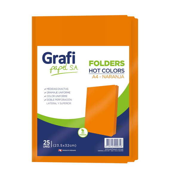 Folder manila anaranjado A4 x 25 Grafipapel - J y S Suministros